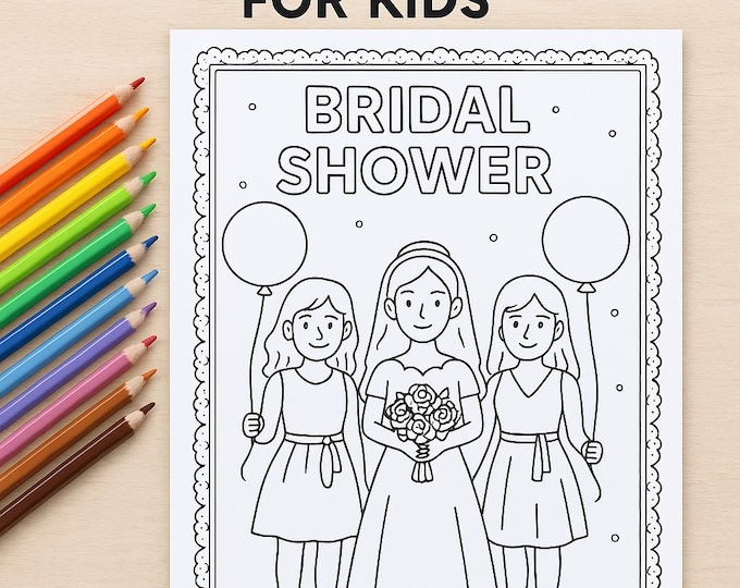 Kids Bridal Shower Activity Book: Coloring & Games (digital Download ...