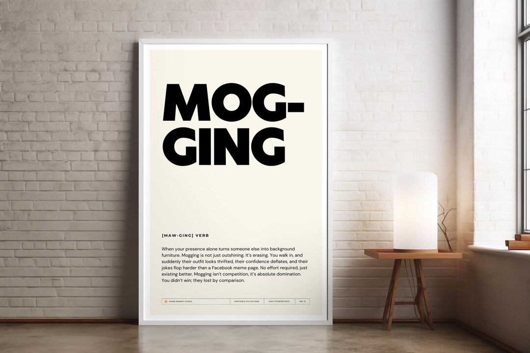 Mogging Poster, Funny Digital Wall Art, Definition, Gen Z Slang ...