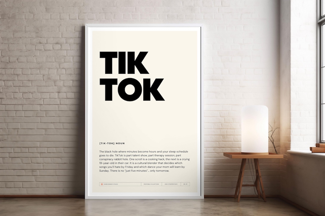 Tik Tok Poster, Funny Digital Wall Art, Definition Prints, Dictionary ...