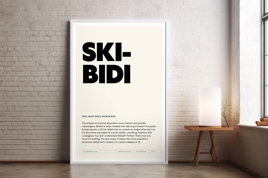 Skibidi Poster, Funny Digital Wall Art, Definition Prints, Dictionary ...