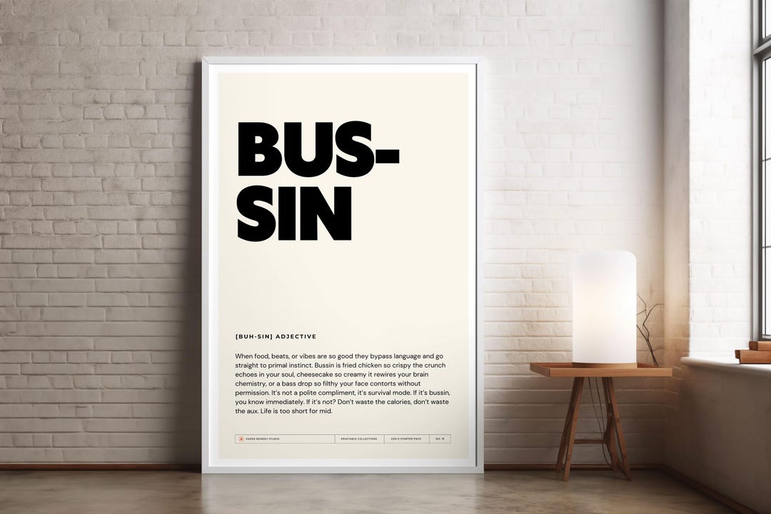 Bussin Poster, Funny Digital Wall Art, Definition Prints, Dictionary ...