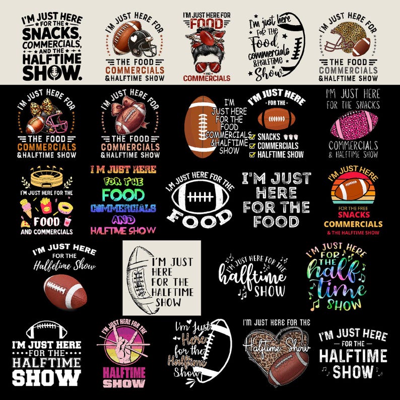 Football Food Halftime Show PNG Bundle, Funny Super Bowl Game Day ...