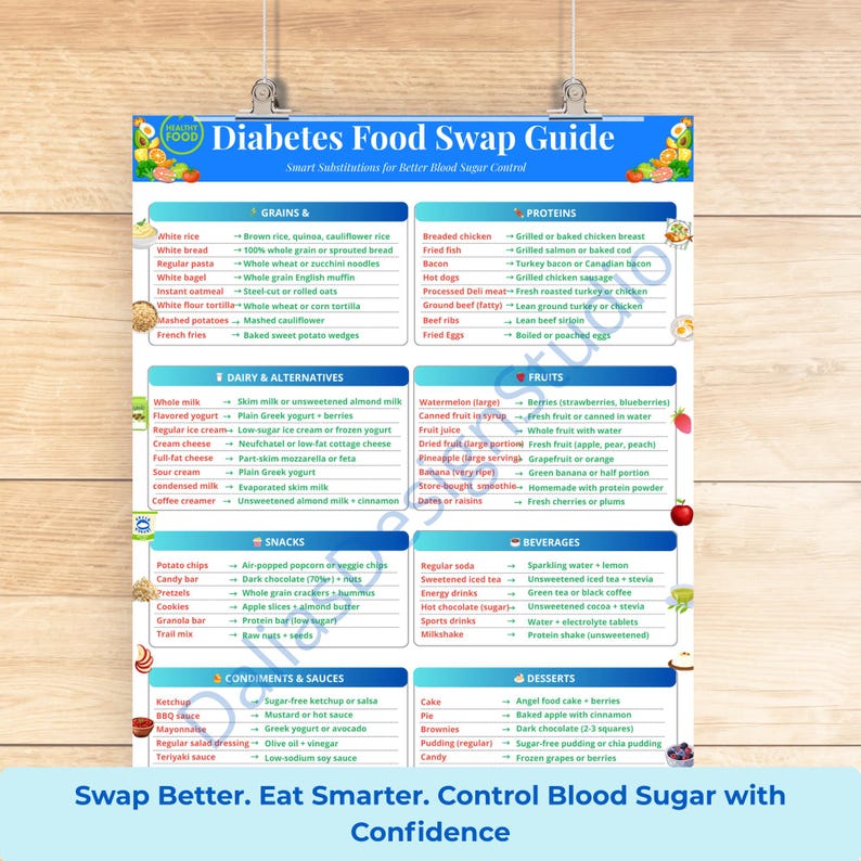 Diabetes Food Swap Chart : Nutrition Cheat Sheet - Low Glycemic Index ...