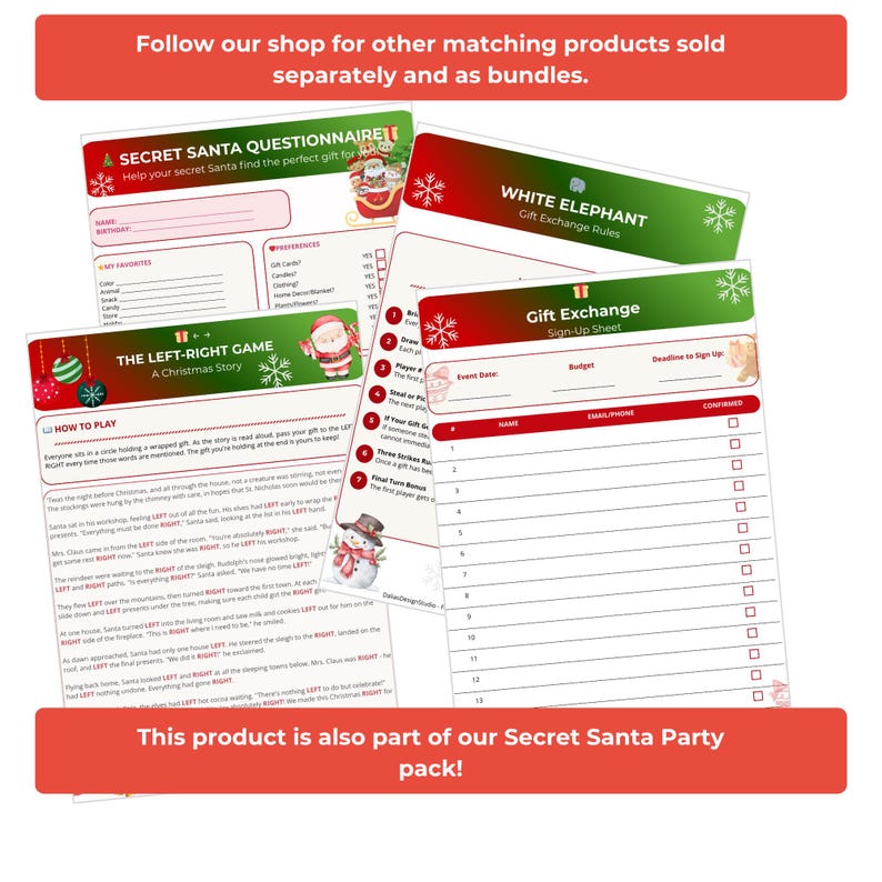 Editable Secret Santa Name Slips | Christmas Party Game (digital ...