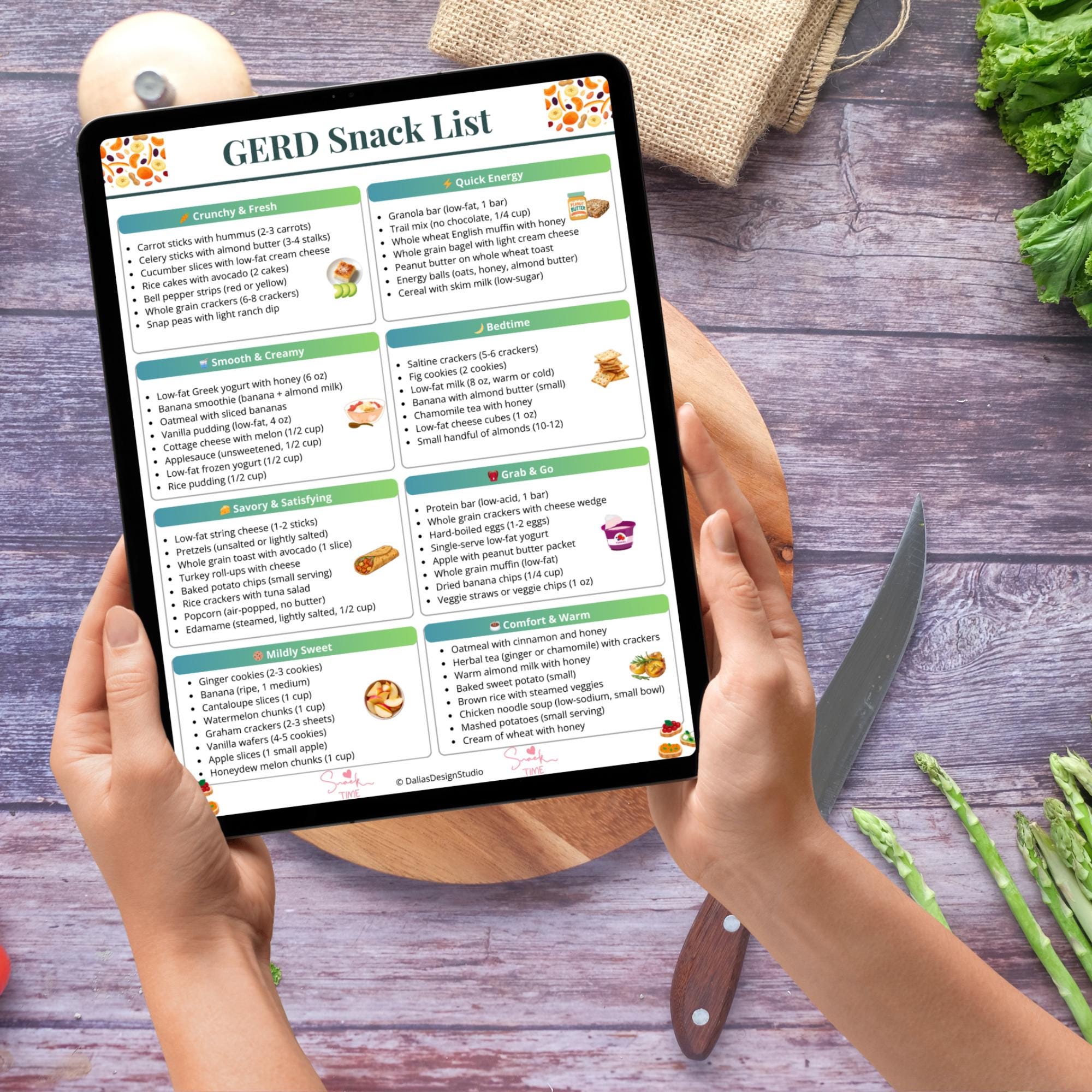 GERD Snack List Printable | Acid Reflux Friendly Snacks | Heartburn ...