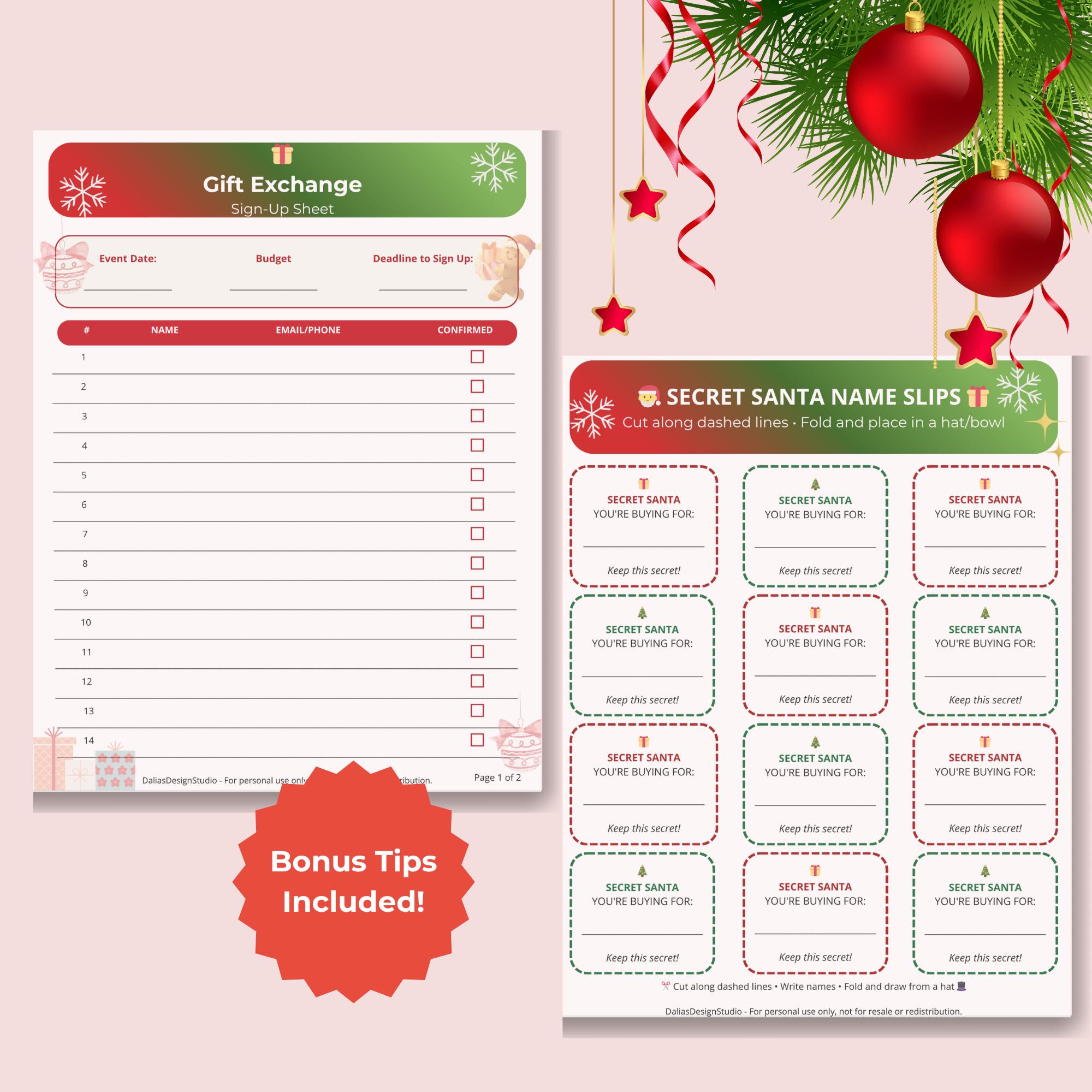 Secret Santa Party Games | Printable Christmas Gift Exchange (US Letter ...