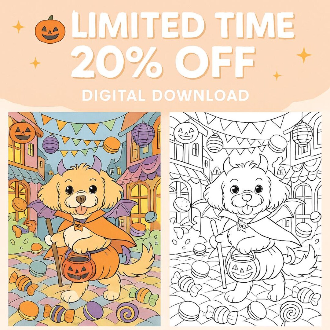 Tabi’s World Halloween Coloring Page | Cute Dog Pumpkin Parade ...