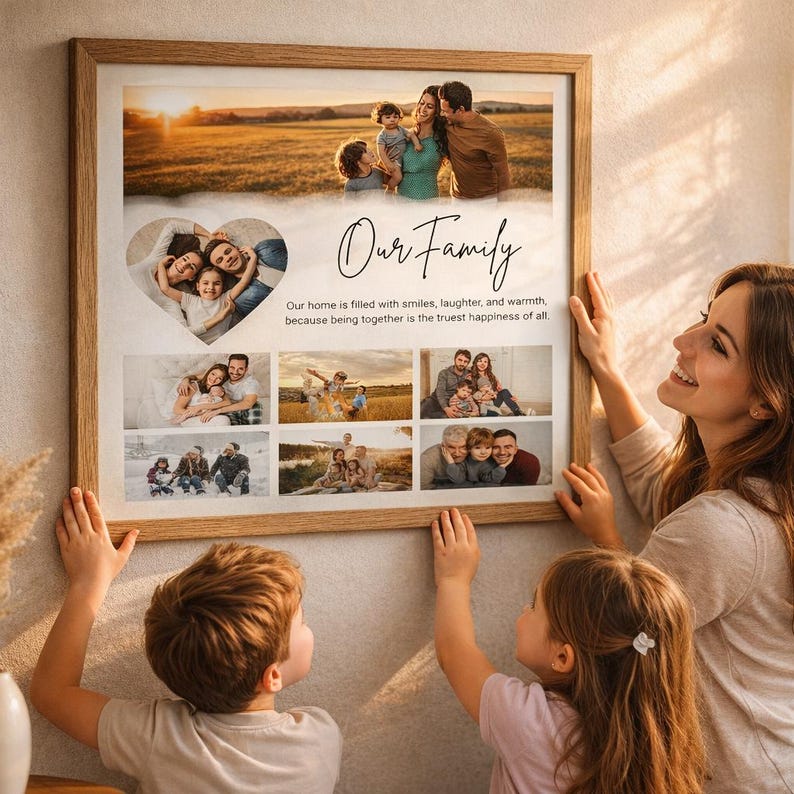 Editable 8 Photo Collage Template | Modern Minimalist Family Gift ...