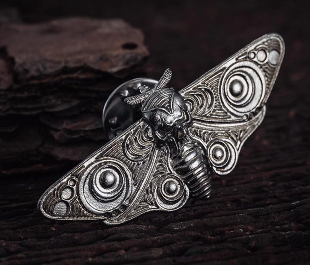 Silver Moth Skull Brooch – Gothic Death’s Head Style - Etsy