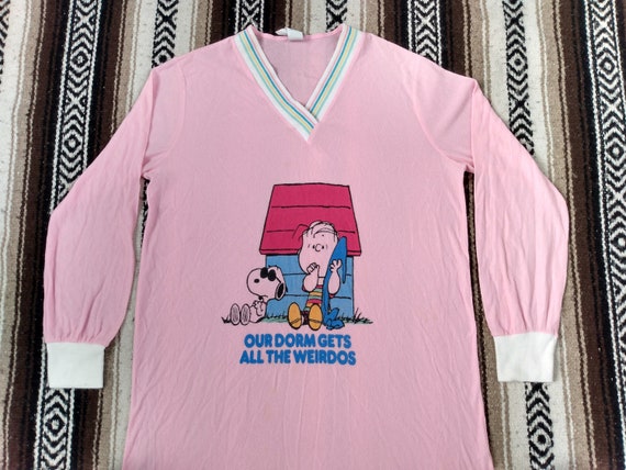 70s Snoopy Charlie Brown Nightie vintage T Shirt slee… - Gem