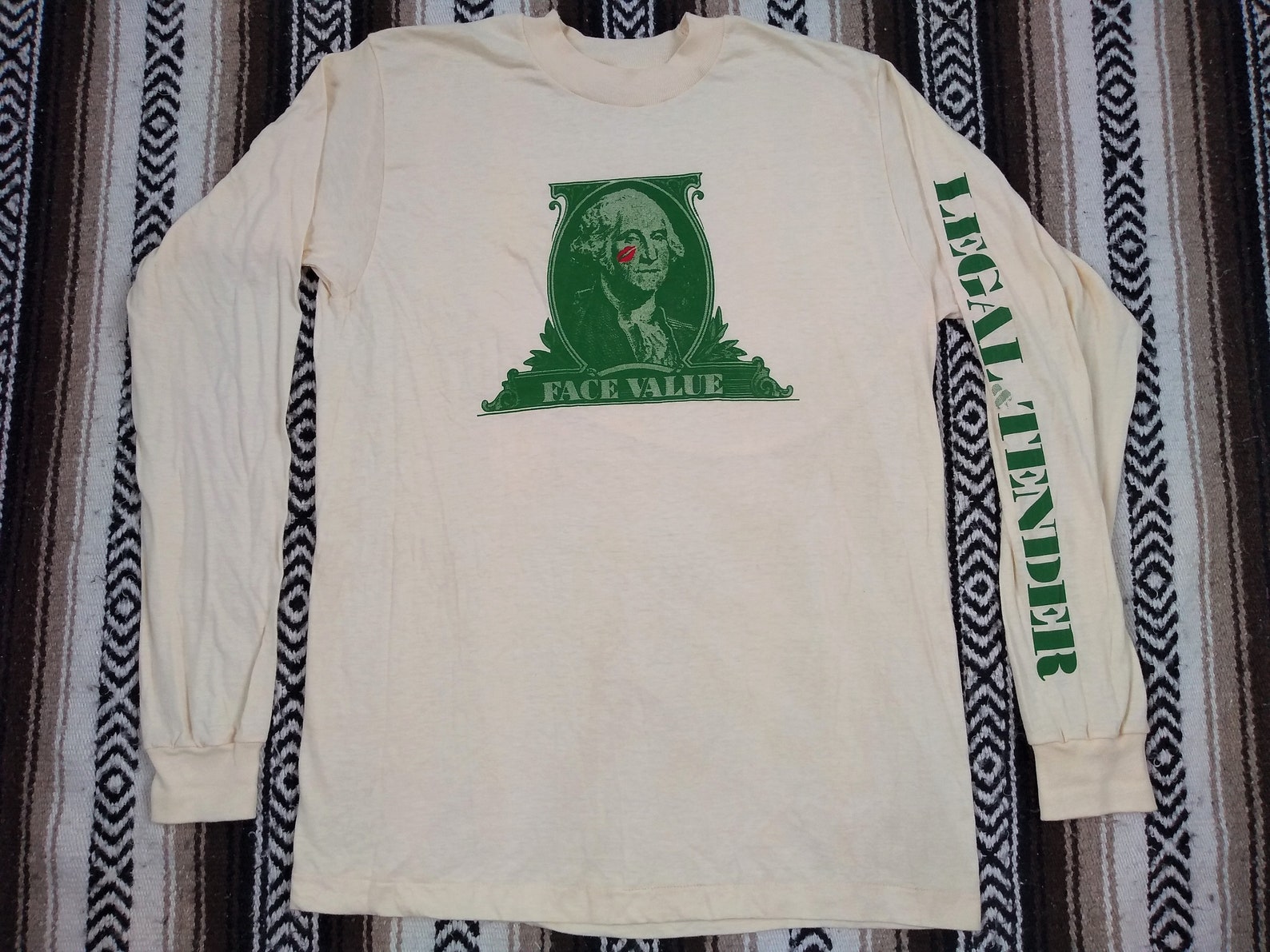 Dollar Bill Face Value Vintage Long Sleeve T Shirt 80s Screen Stars NOS ...