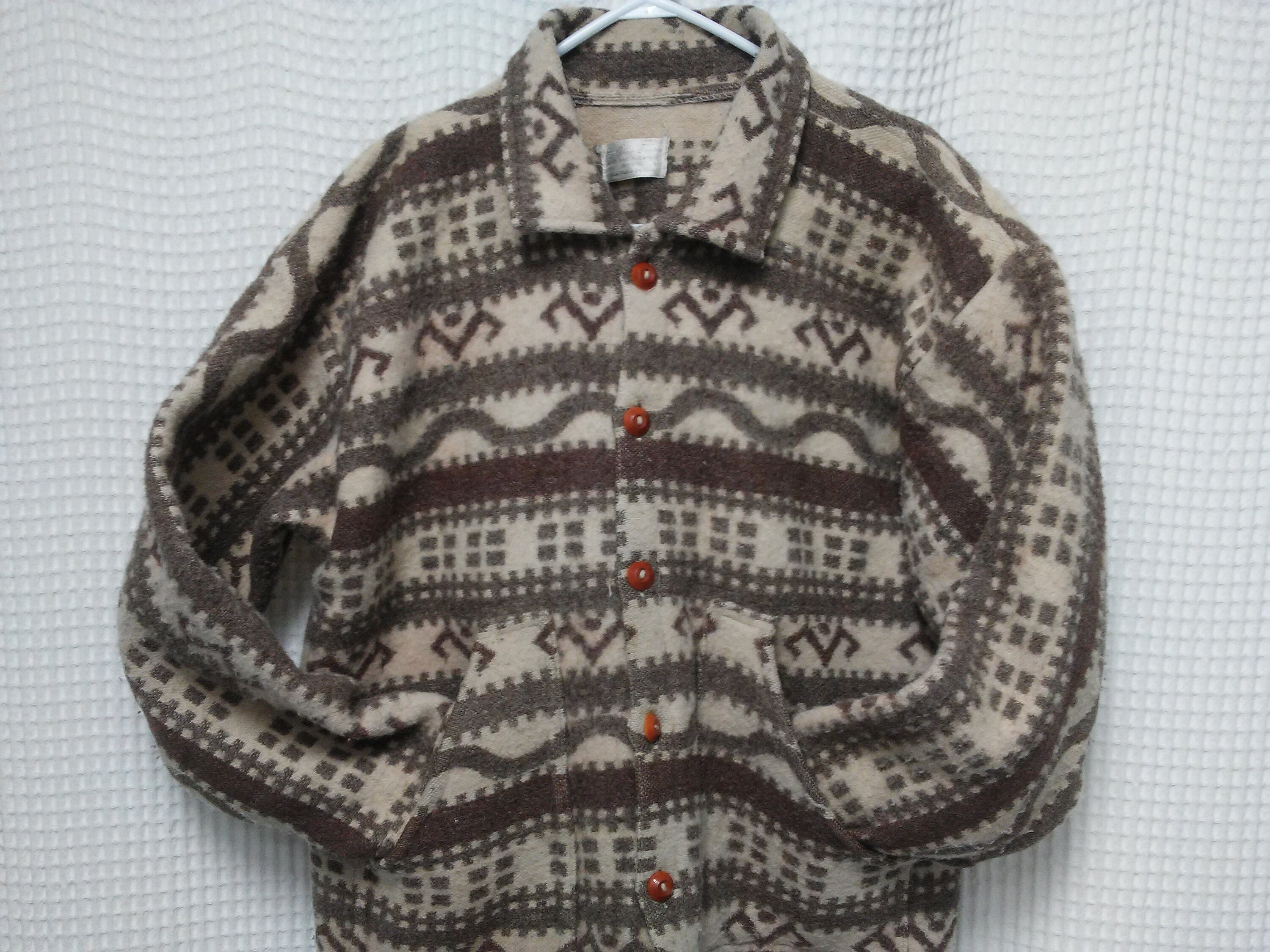 Vintage Ecuador Wool Blanket Coat Bohemian Jacket Native Southwest ...