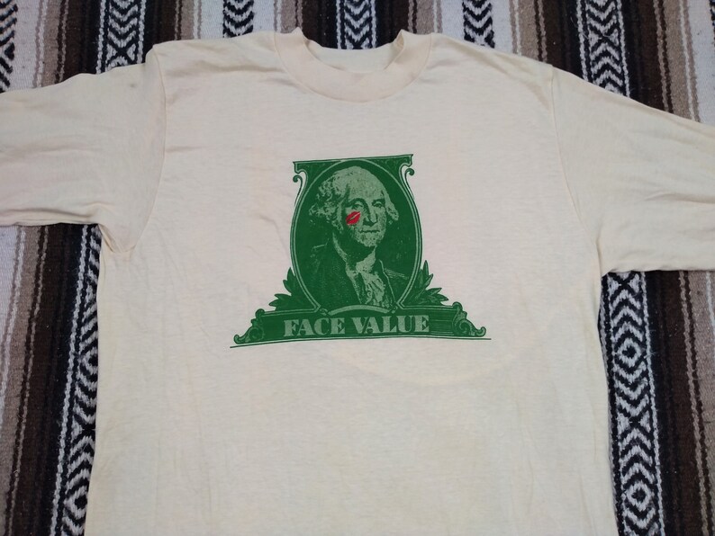 Dollar Bill Face Value Vintage Long Sleeve T Shirt 80s Screen Stars NOS ...