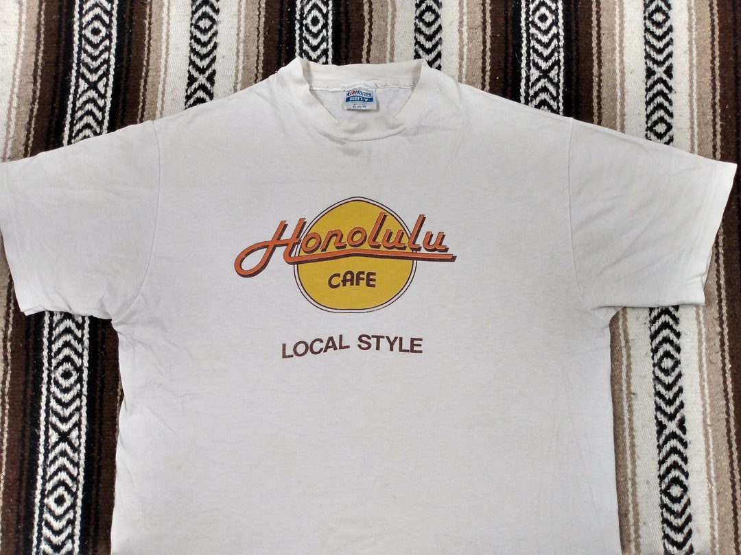 80s Local Style Vintage T Shirt Honolulu Cafe Hawaii Hard Rock Parody ...