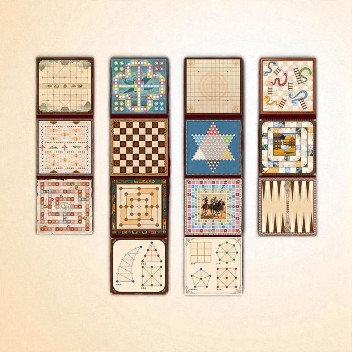 Handmade and Versatile Wooden 19-in-1 Board Game Table: Chess Storage ...