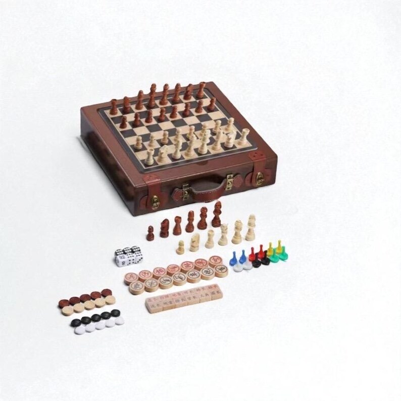 Handmade and Versatile Wooden 19-in-1 Board Game Table: Chess Storage ...
