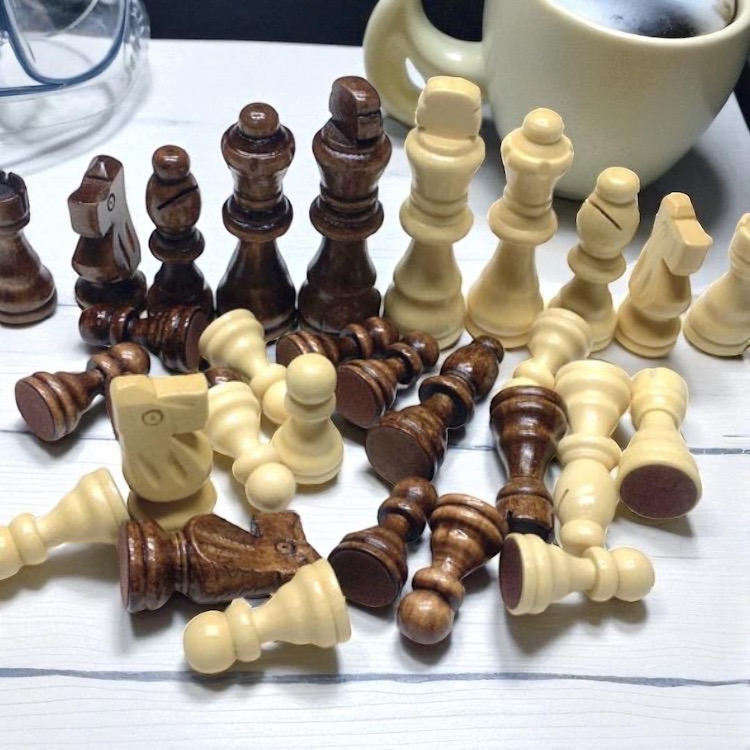 Handmade Wooden Chess Pieces: 32 Pieces of Handcrafted Wooden Chess ...