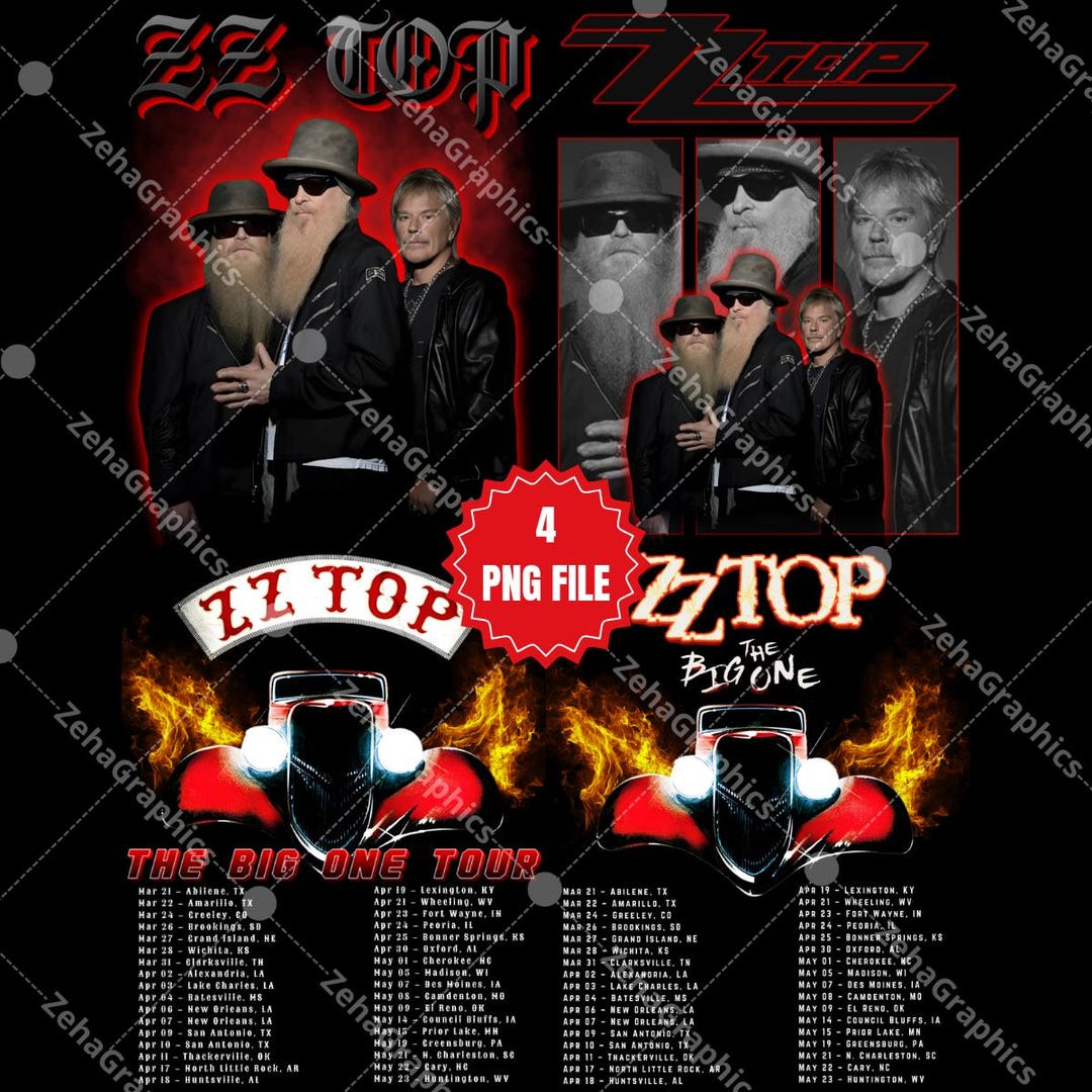 ZZ Top Bundle 4 Png File, the Big One Tour 2026 Digital Download (PNG ...