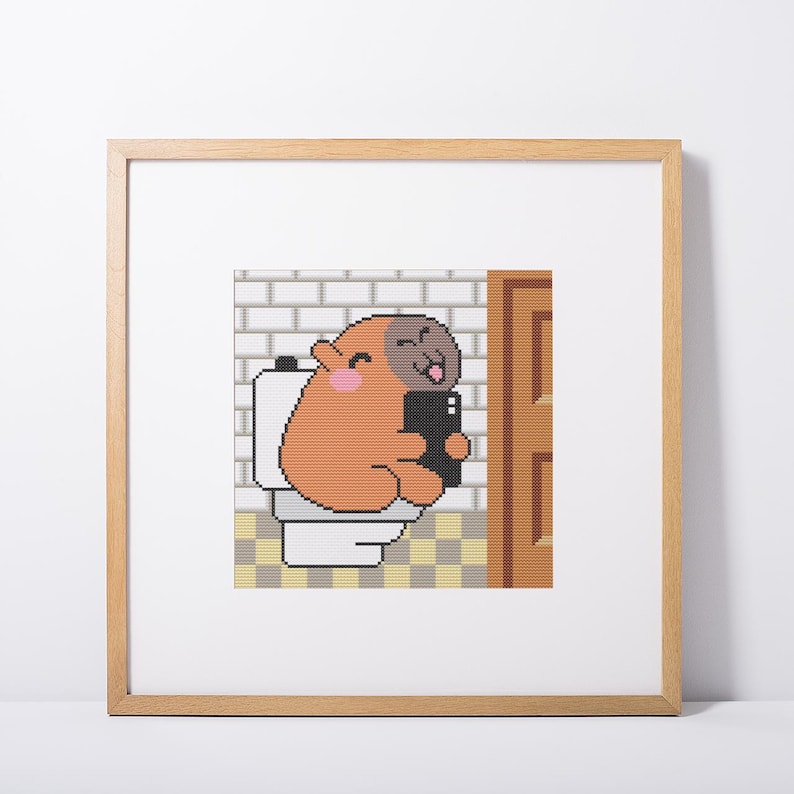 Funny Capybara Toilet Phone Cross Stitch Pattern (PDF Download ...