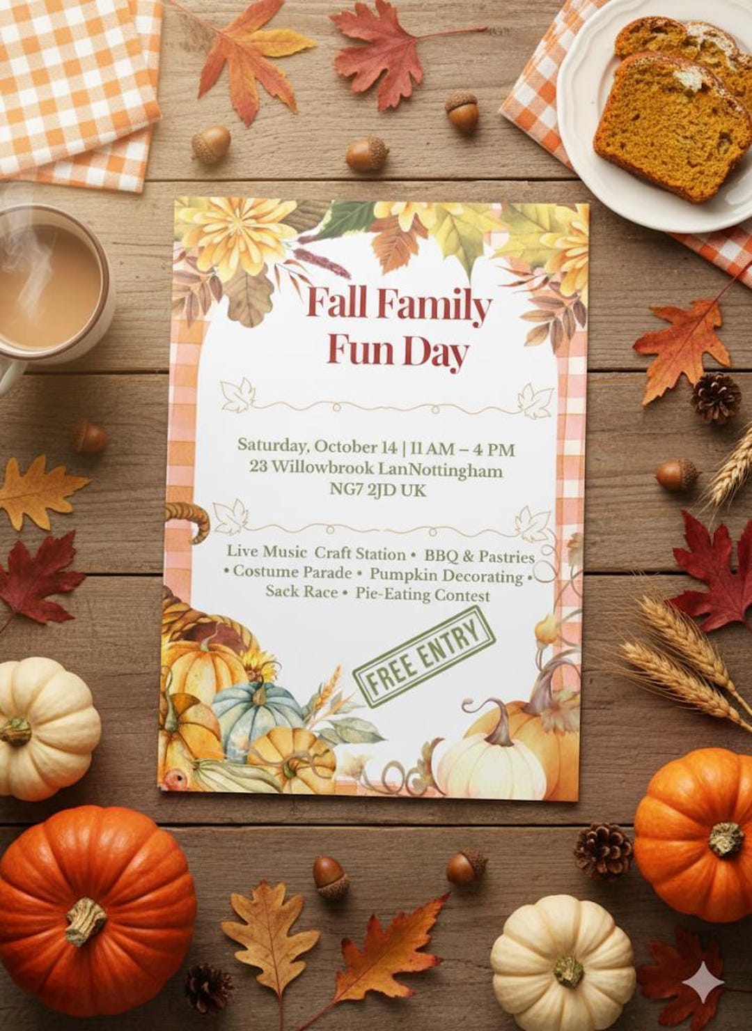 Editable Fall Harvest Party Flyer Template | Autumn Festival Canva ...