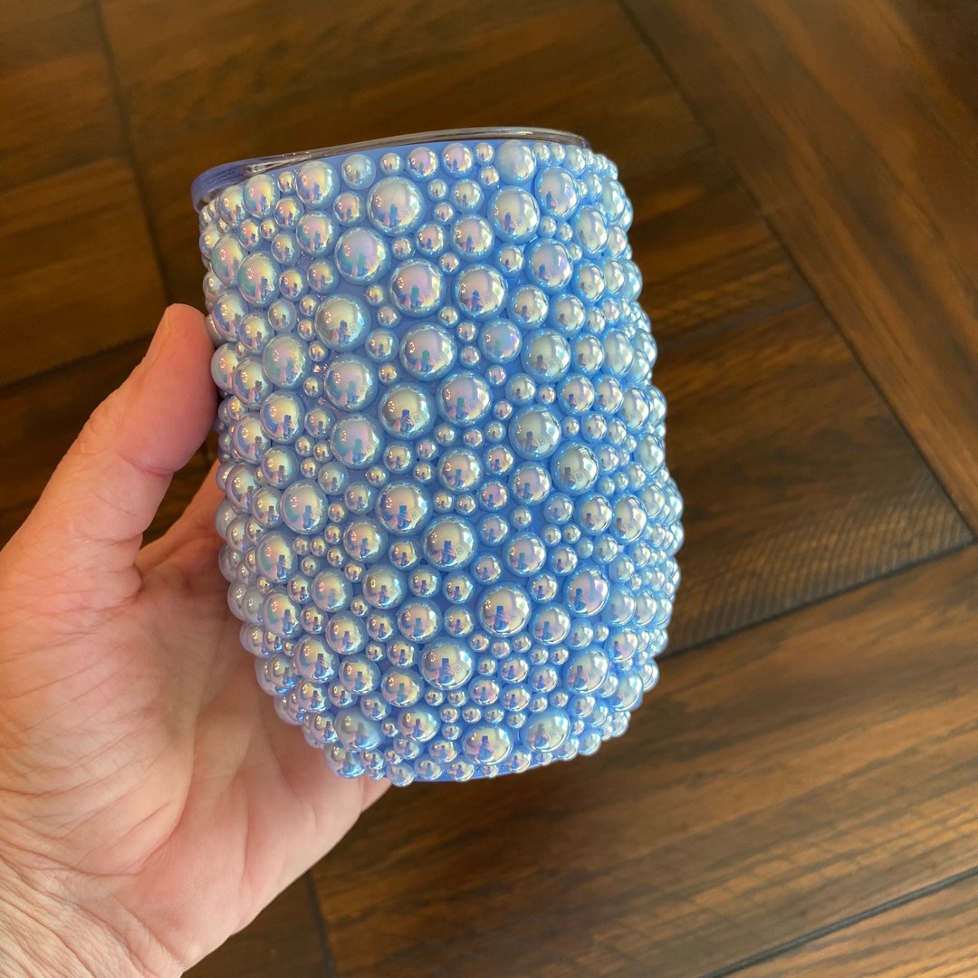 Baby Blue Pearl Blinged Stainless Steel Stemless Wine Tumbler Cup - Etsy