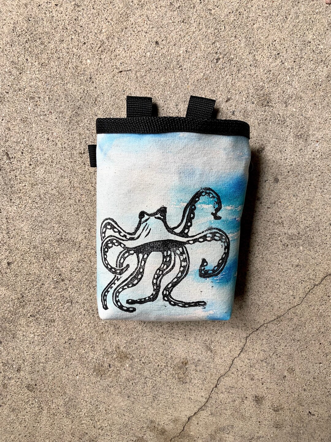 Handmade Octopus Linoprint Chalk Bag, Rock Climbing Gift - Etsy