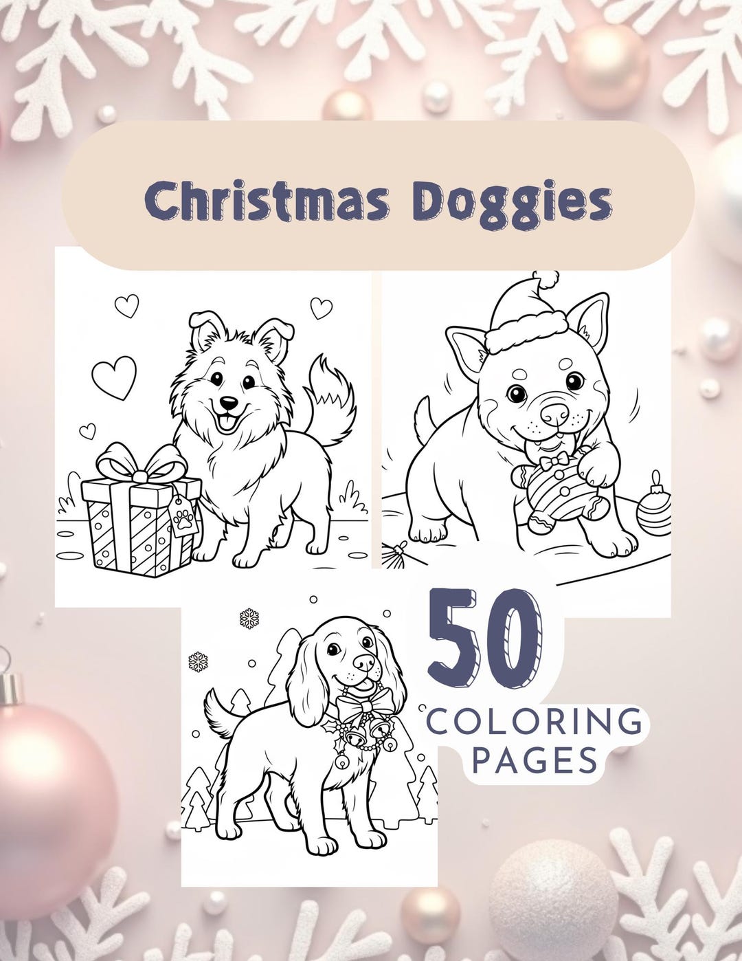 50+ Christmas Dogs Coloring Pages | Printable Holiday Dog Activity for ...