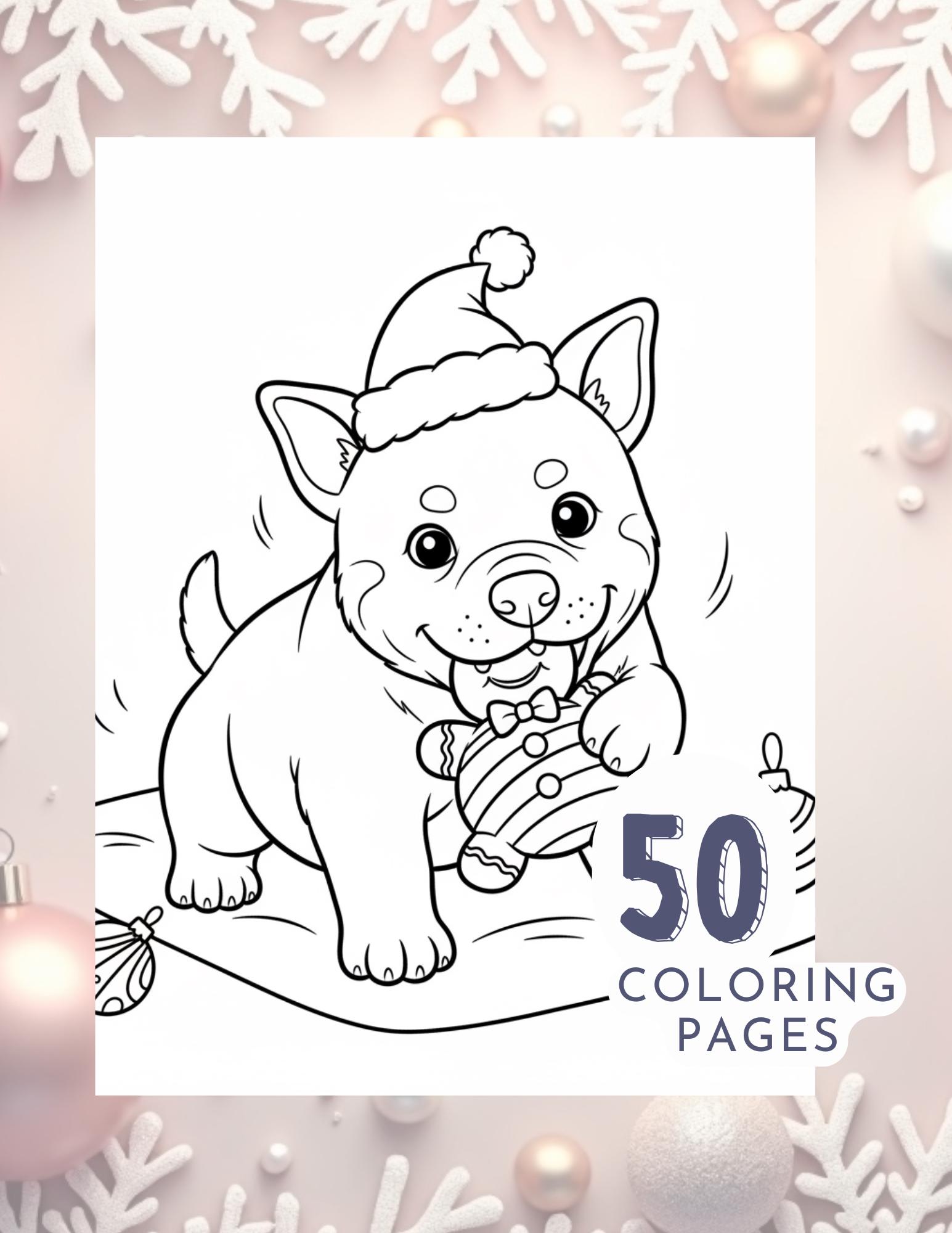 50+ Christmas Dogs Coloring Pages | Printable Holiday Dog Activity for ...