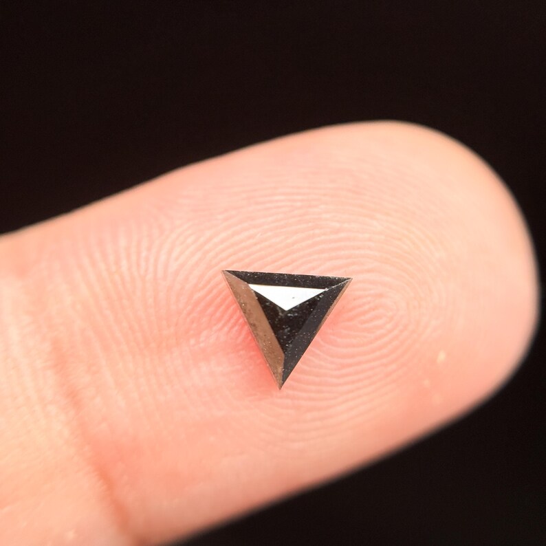 0.60 Ct Dark Grey Black Trianlge Shape Salt and Pepper Unique Diamond ...