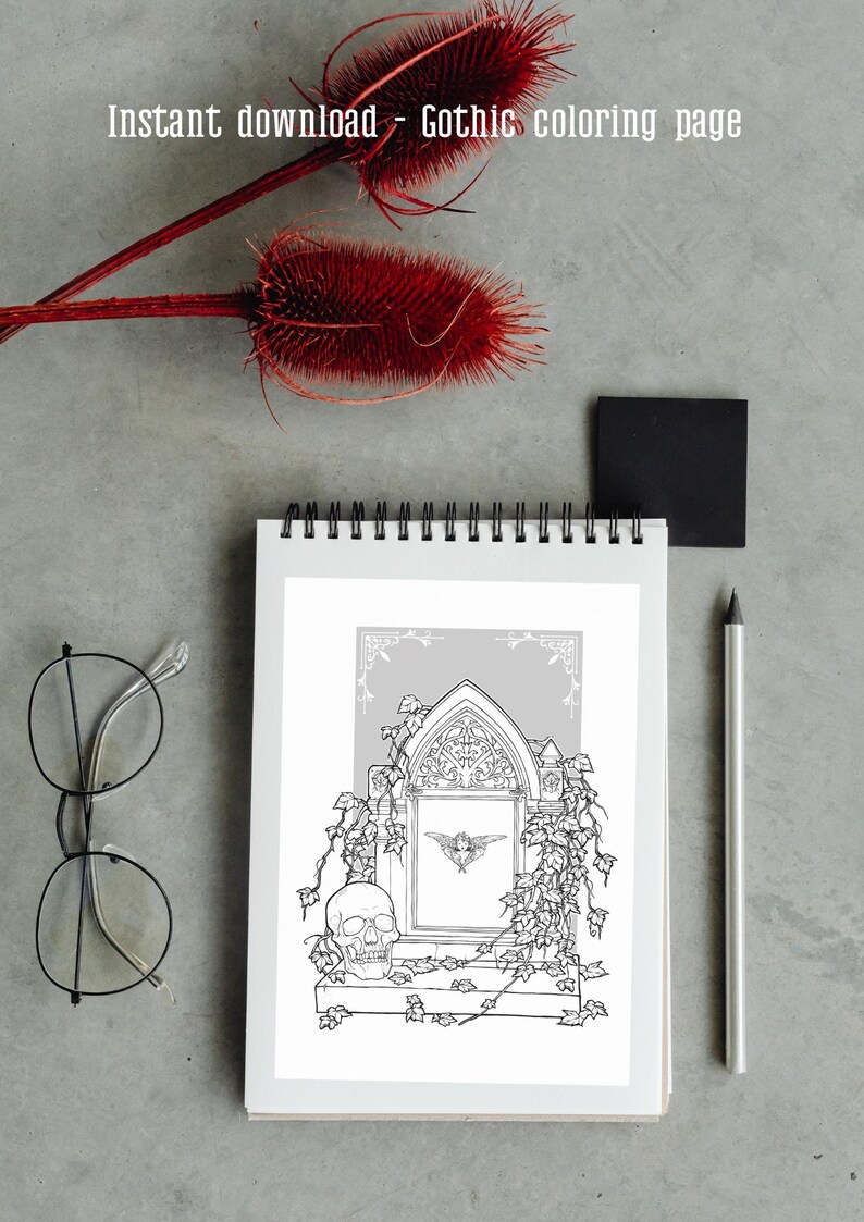 Gothic Skull Coloring Page – Morbid Dark Art Printable – Macabre ...