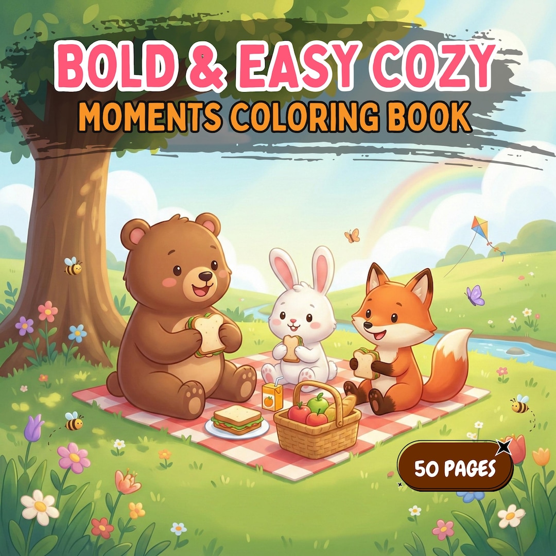 Cozy Animal Coloring Book, 50 Pages (digital Download - Etsy