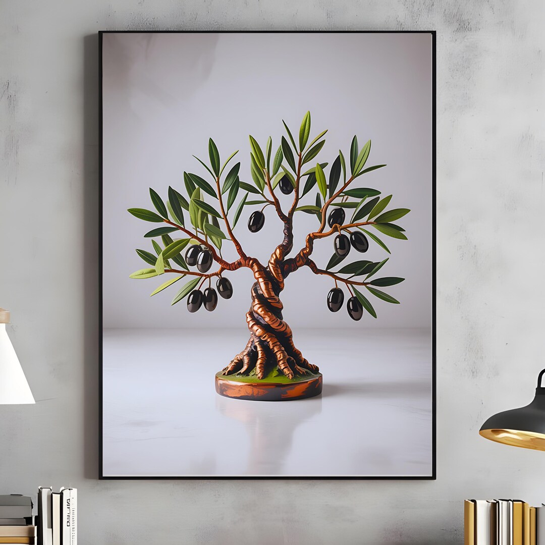 Minimal Olive Tree Art Print, Scandinavian Neutral Decor (digital ...