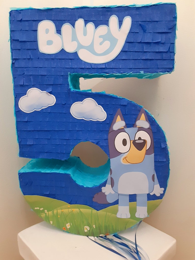 Number 5 five year fith 5 Bluey Pull string pinata 18 | Etsy