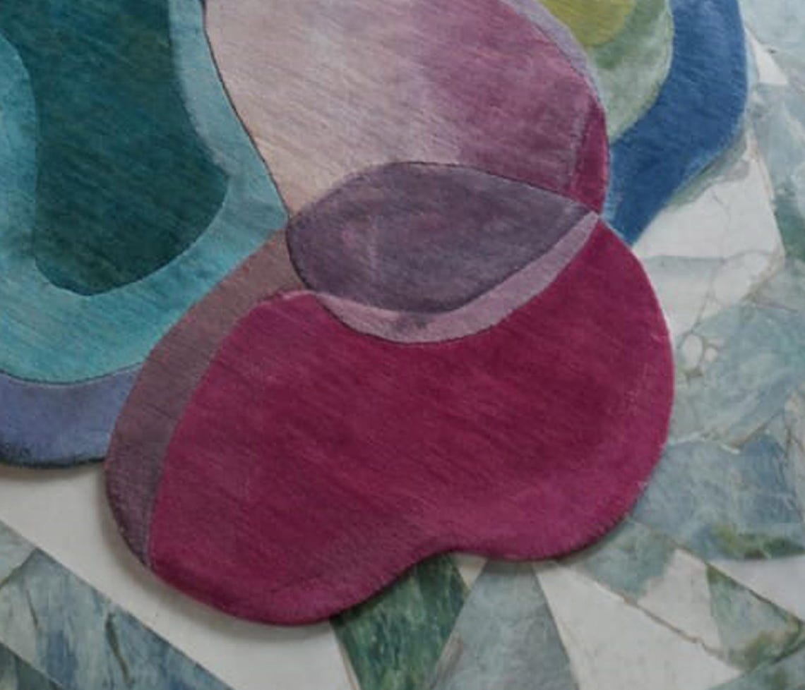 Abstract Area Rug: Modern Organic Shape, Pink, Teal & Lavender - Etsy