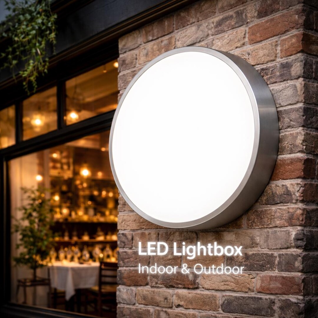 Round LED Lightbox Sign for Restaurant & Shop – Wall Mounted Indoor ...