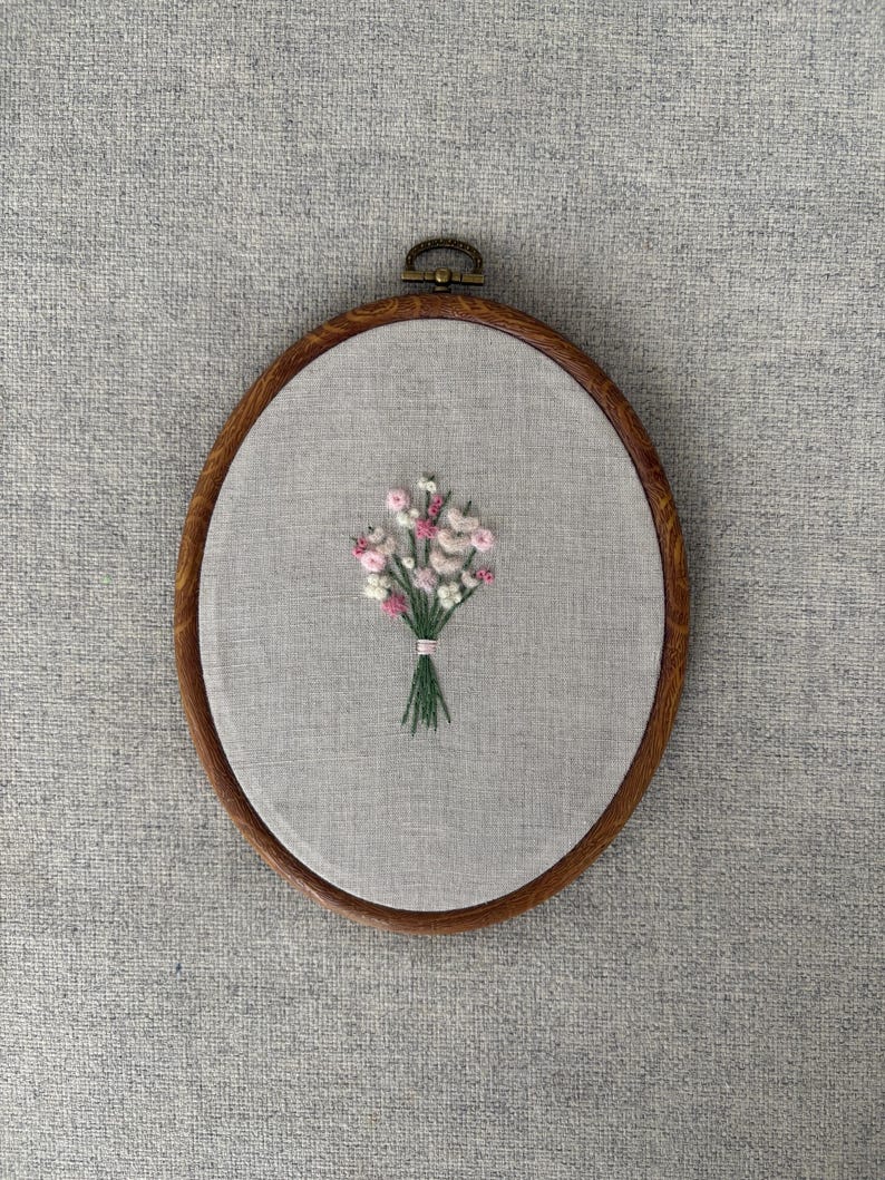 Embroidered Felt Bouquet Flower Wall Art: Handmade Wall Art, Heirloom ...