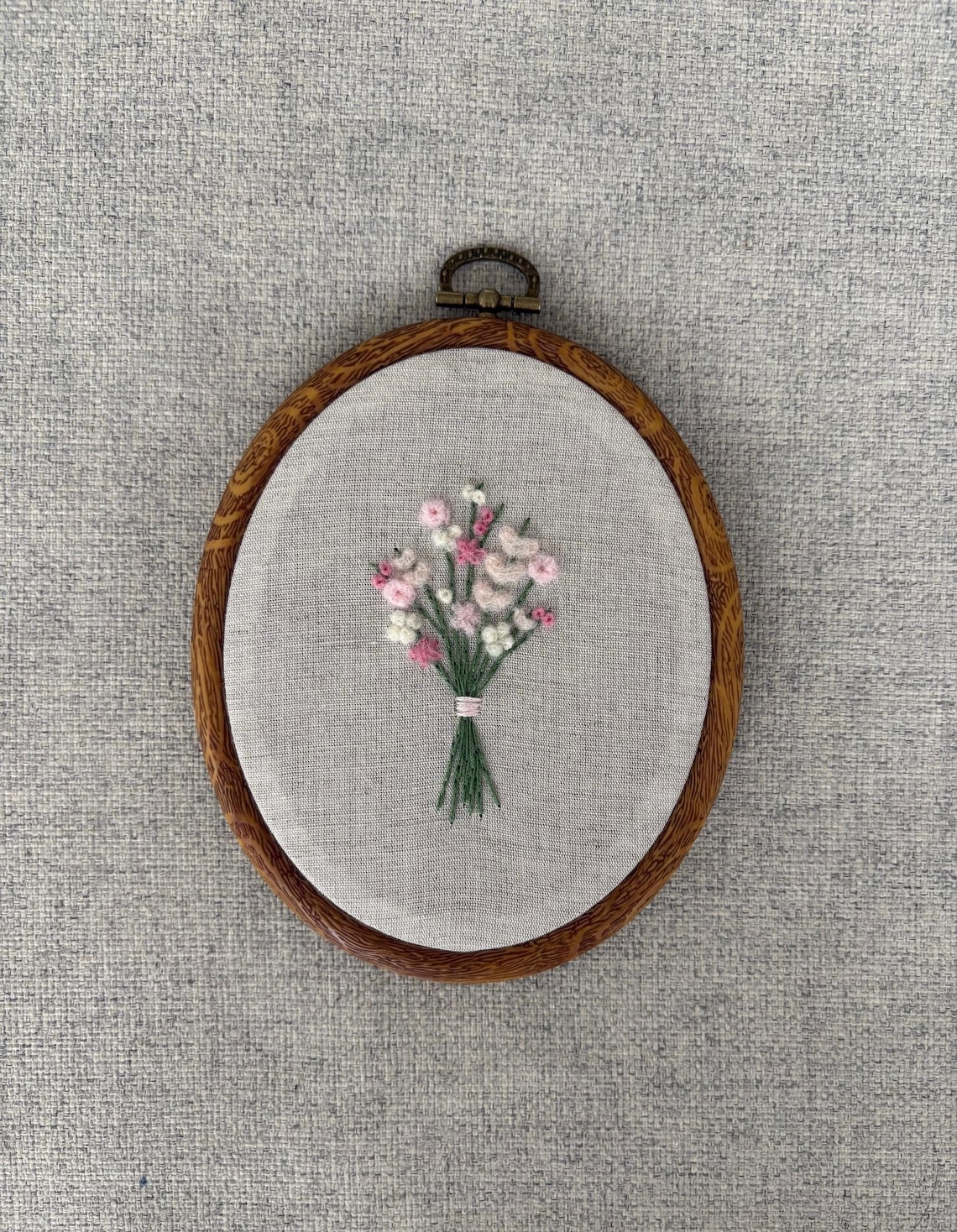 Embroidered Felt Bouquet Flower Wall Art: Handmade Wall Art, Heirloom ...