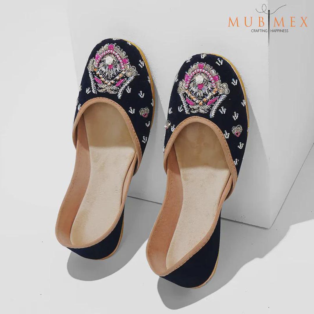 Elegant Black Khussa | Premium Leather Ballet Flats | Handmade ...