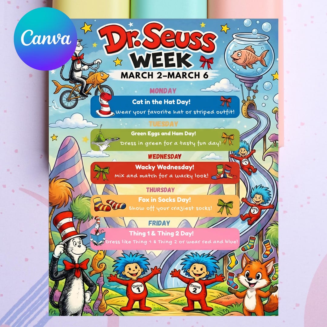 Editable Dr. Seuss Template | School Reading Flyer | Printable ...