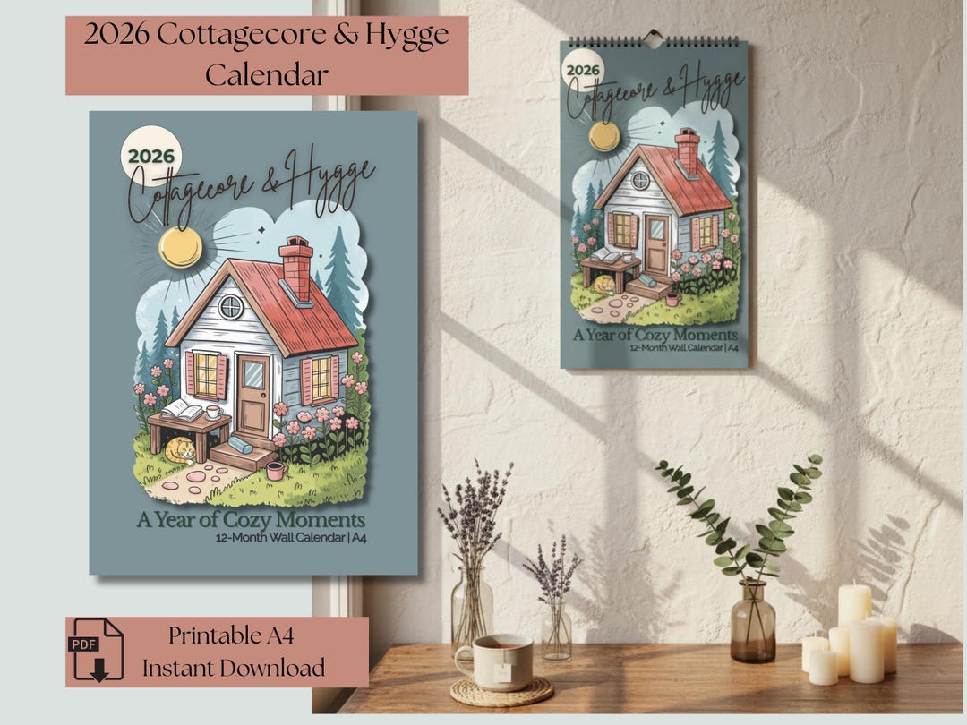 2026 Cottagecore Calendar – A Year of Cozy Hygge Moments | Printable A4 ...