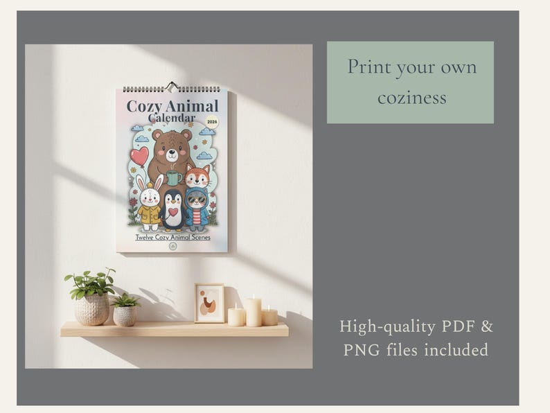 2026 Animal Calendar – Woodland Friends A4 Wall Art (digital Download ...
