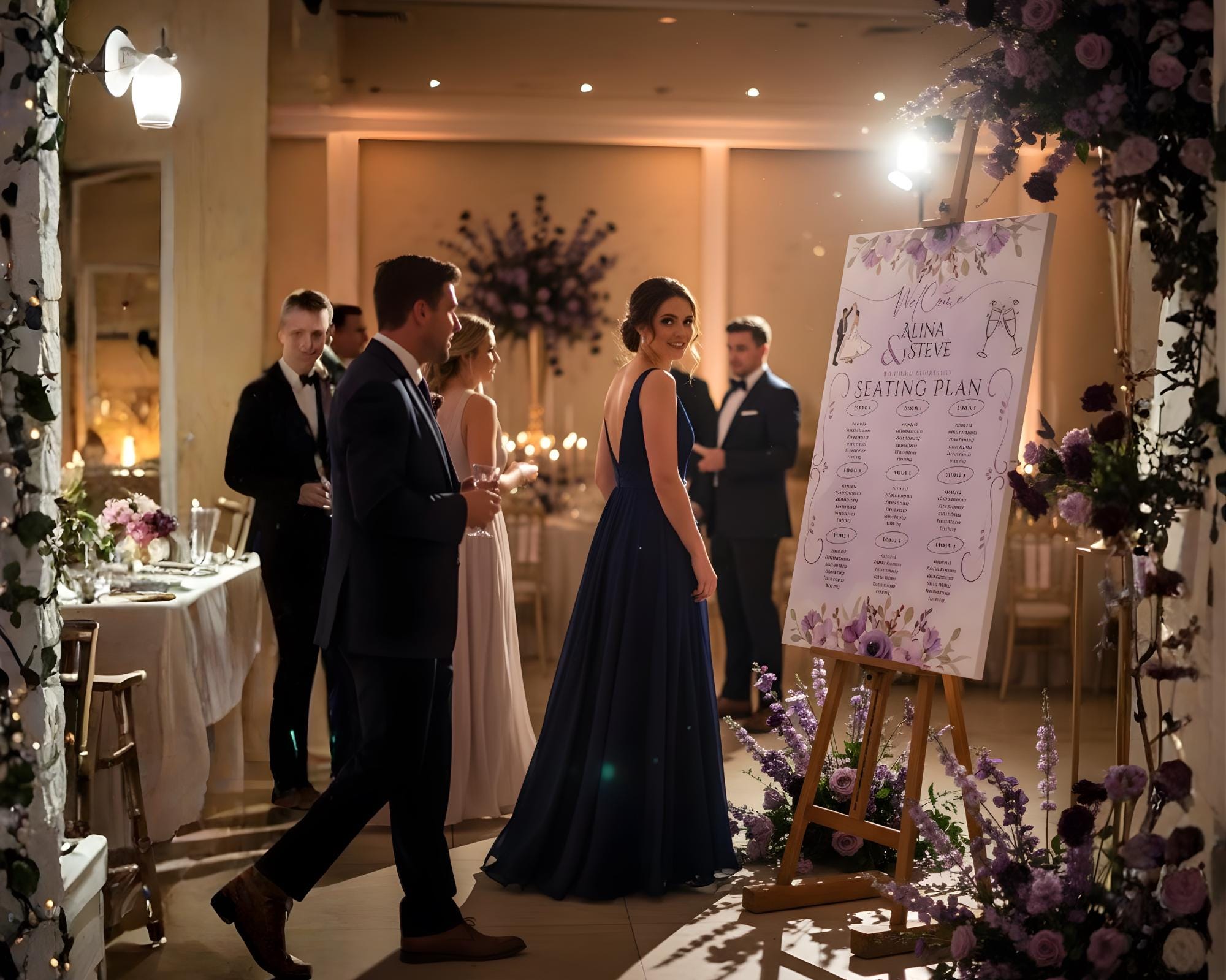 Lavender Wedding Seating Chart 24×36” | Elegant Lilac Printable | Canva ...