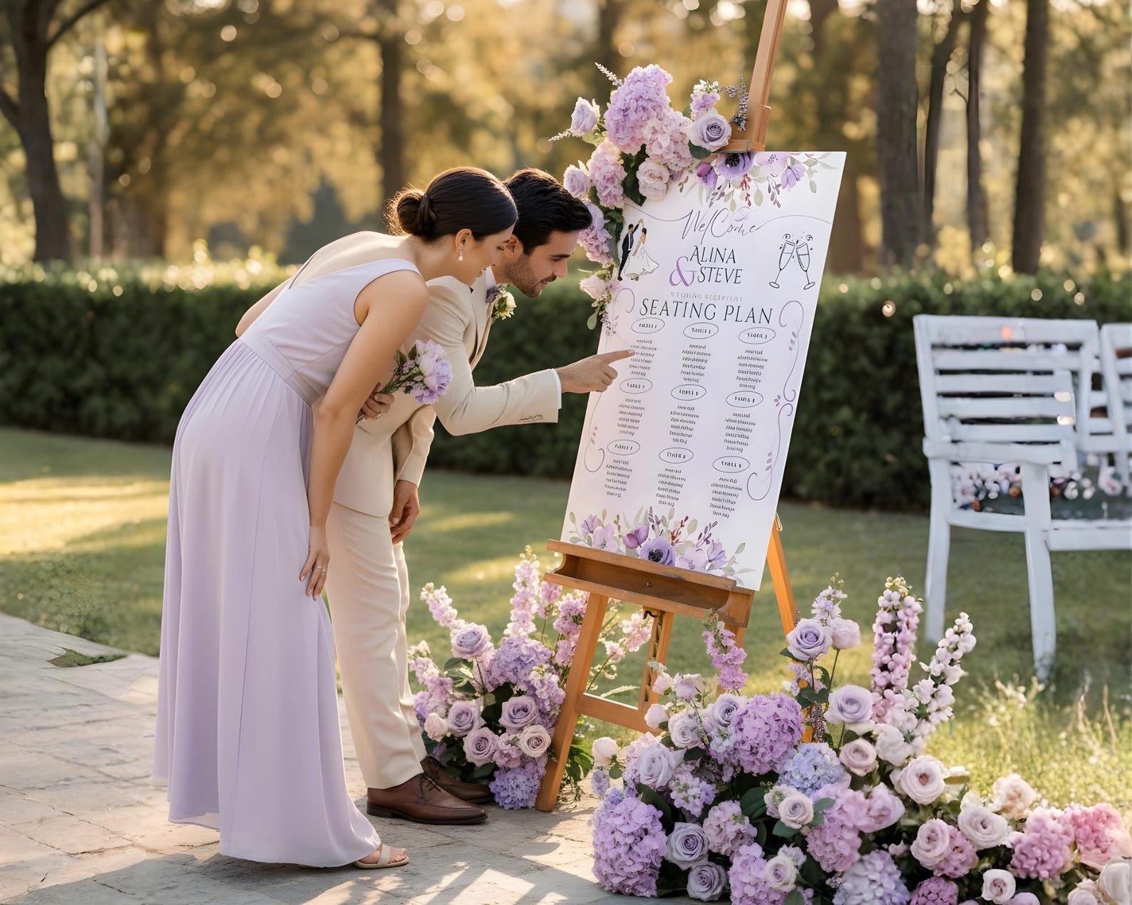 Lavender Wedding Seating Chart 24×36” | Elegant Lilac Printable | Canva ...