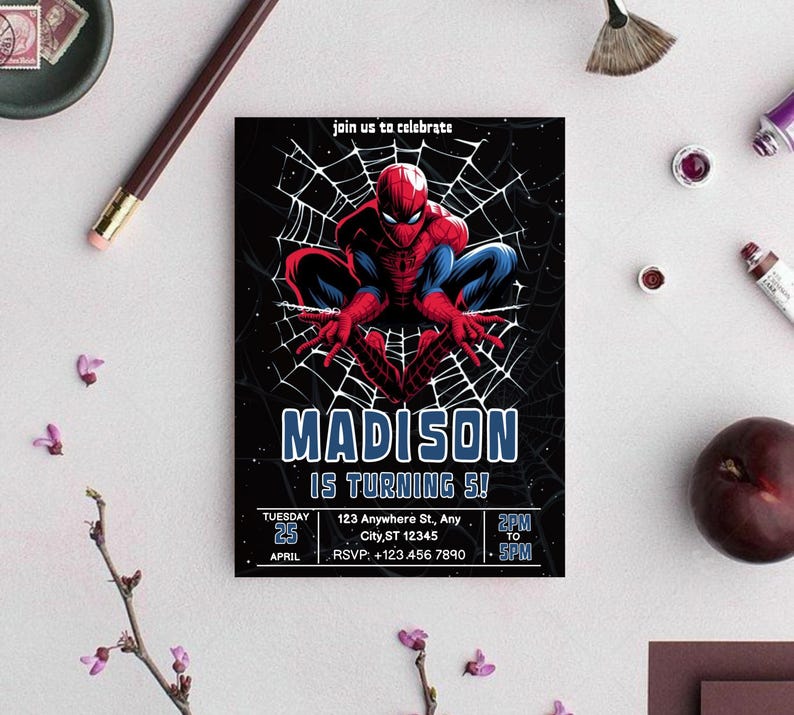 Editable Spider-man Birthday Invitation | Superhero Kids Party ...