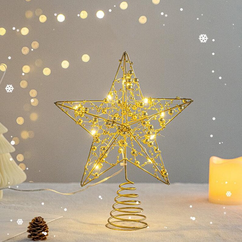Handmade Lighted Christmas Tree Topper Star | LED Wire Star Tree Top ...