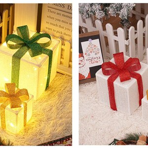Christmas LED Lighted Gift Box Set | Festive Present Boxes With Lights ...