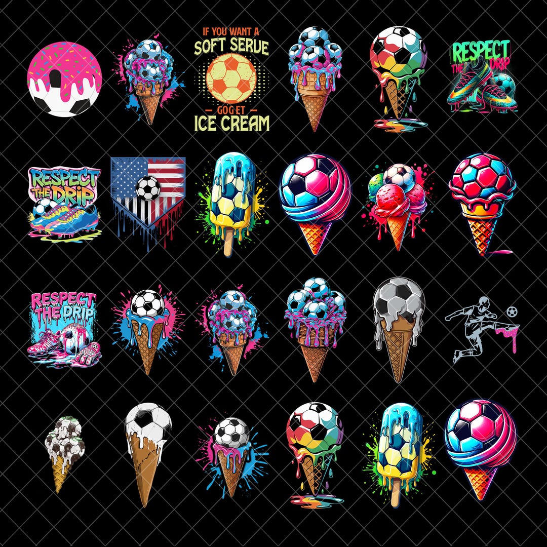 Soccer Drip Ice Cream Drip Png, Funny Sport and Snack Meme Sublimation ...