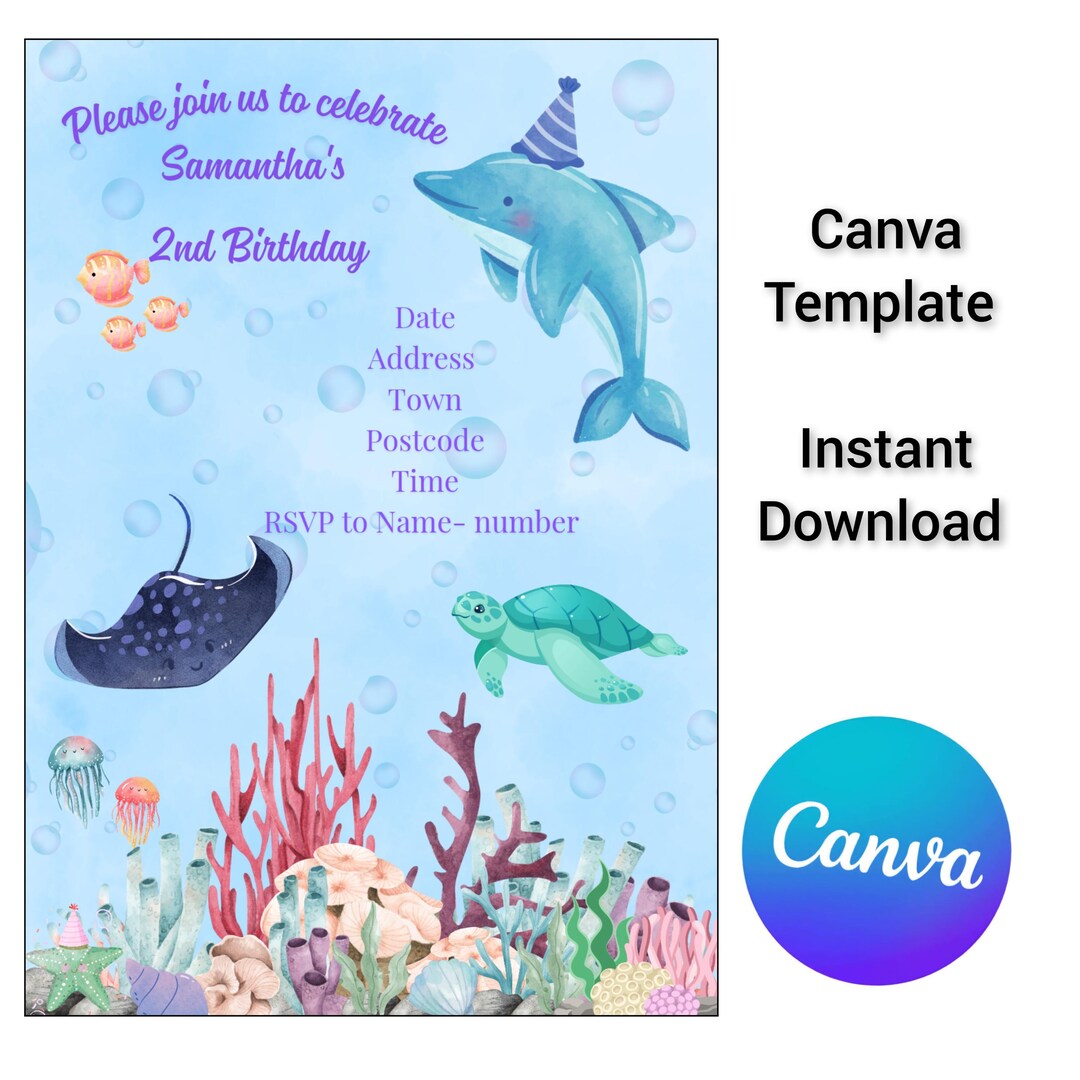 Under the Sea Printable Party Invitation, Instant Download Invite - Etsy