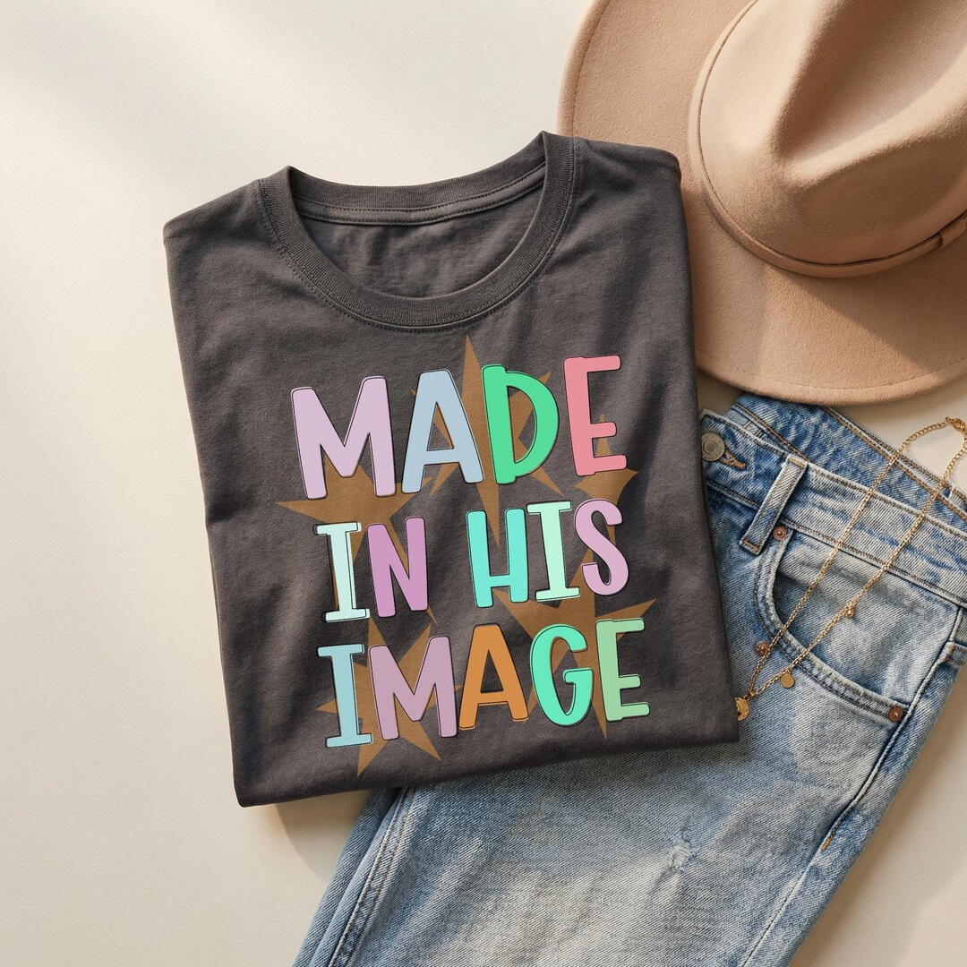 Made in His Image Christian Shirt Design: Pastel Faith SVG (digital ...