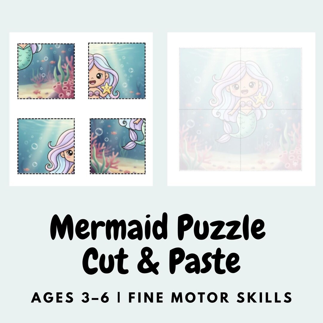 Mermaid Cut and Paste Activity | Preschool Printable | Fine Motor ...